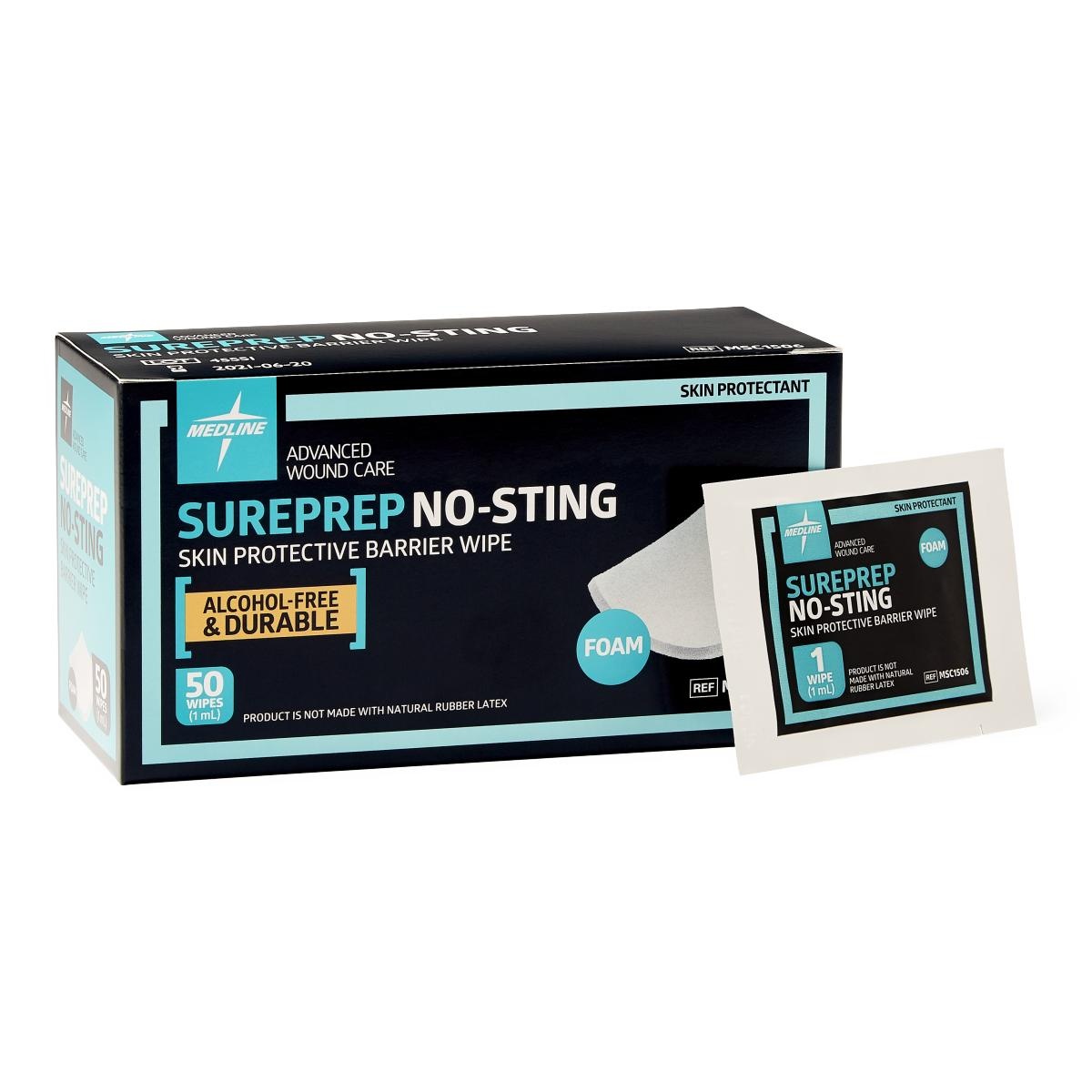 Medline Sureprep No-Sting Skin Protective Barrier Foam Wipes | Carewell