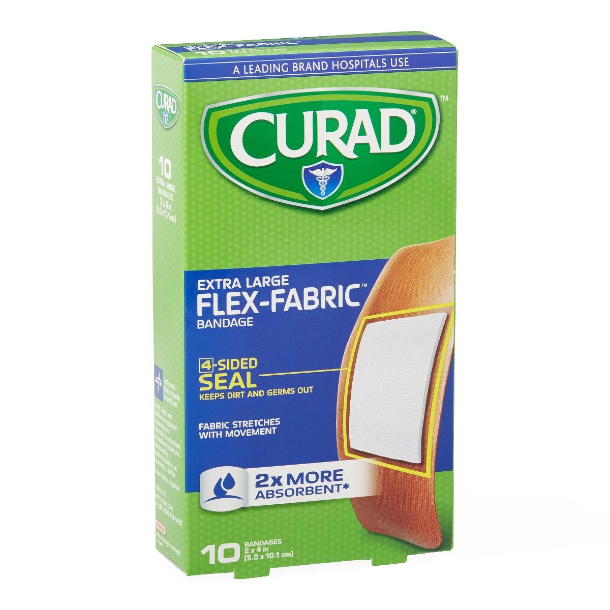 Curad Extra Large Flex-Fabric Bandages, 2" X 4" | Carewell