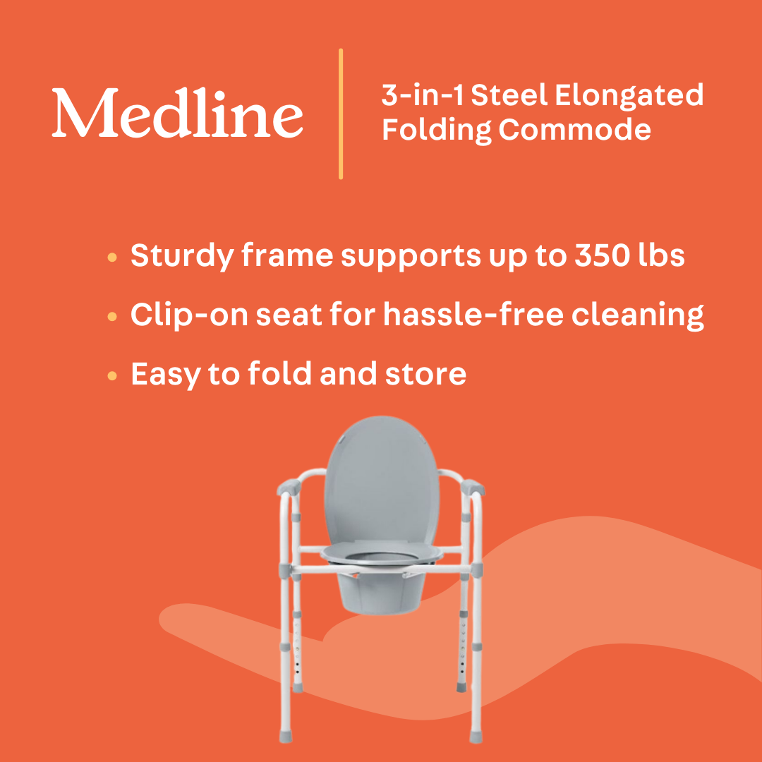 Medline 3-in-1 Steel Elongated Folding Commode | Carewell