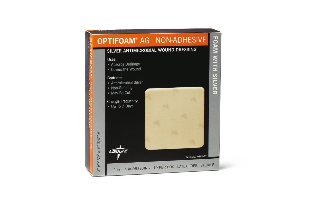 Medline Optifoam AG+ Non-Adhesive Silver Antimicrobial Wound Dressing