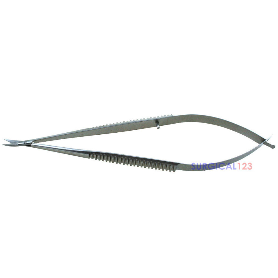 Micro Surgery Scissors Curved Blades Flat Handle|Surgical123