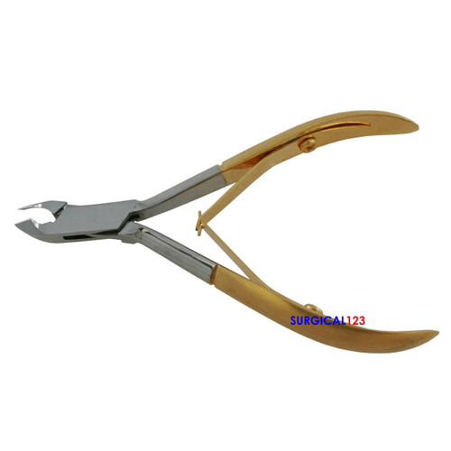 Cuticle Tissue Nippers 4" Double Spring Gold Plated Podiatry Instruments