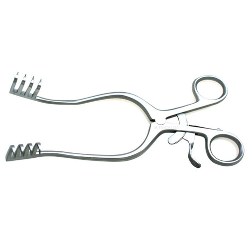 Adson Retractor Curved Arms Sharp Point 4x4 Prongs 7.5 Inch