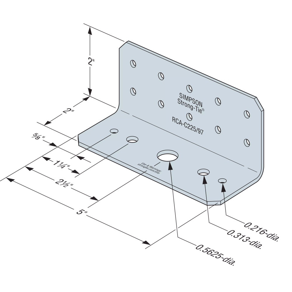 Simpson Strong-Tie RCA-C225/97-R55 Rigid Connector 12ga. Angle for ...