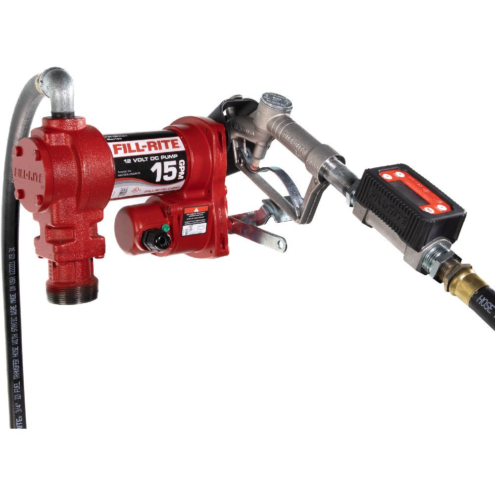 FILL-RITE FR1219H - 12V 15 GPM Fuel Transfer Pump w/ Meter & Nozzle