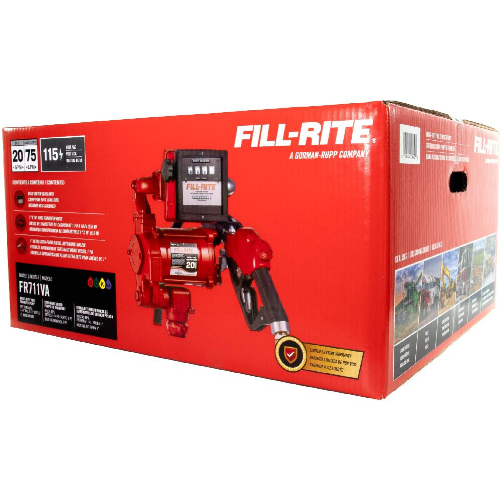 FILL-RITE FR711VA - 115V 20 GPM Fuel Transfer Pump w/ Meter & Nozzle
