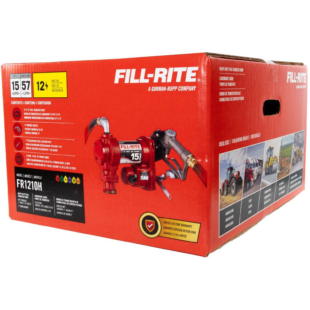 FILL-RITE FR1210H - 12V 15 GPM Fuel Transfer Pump w/ Nozzle