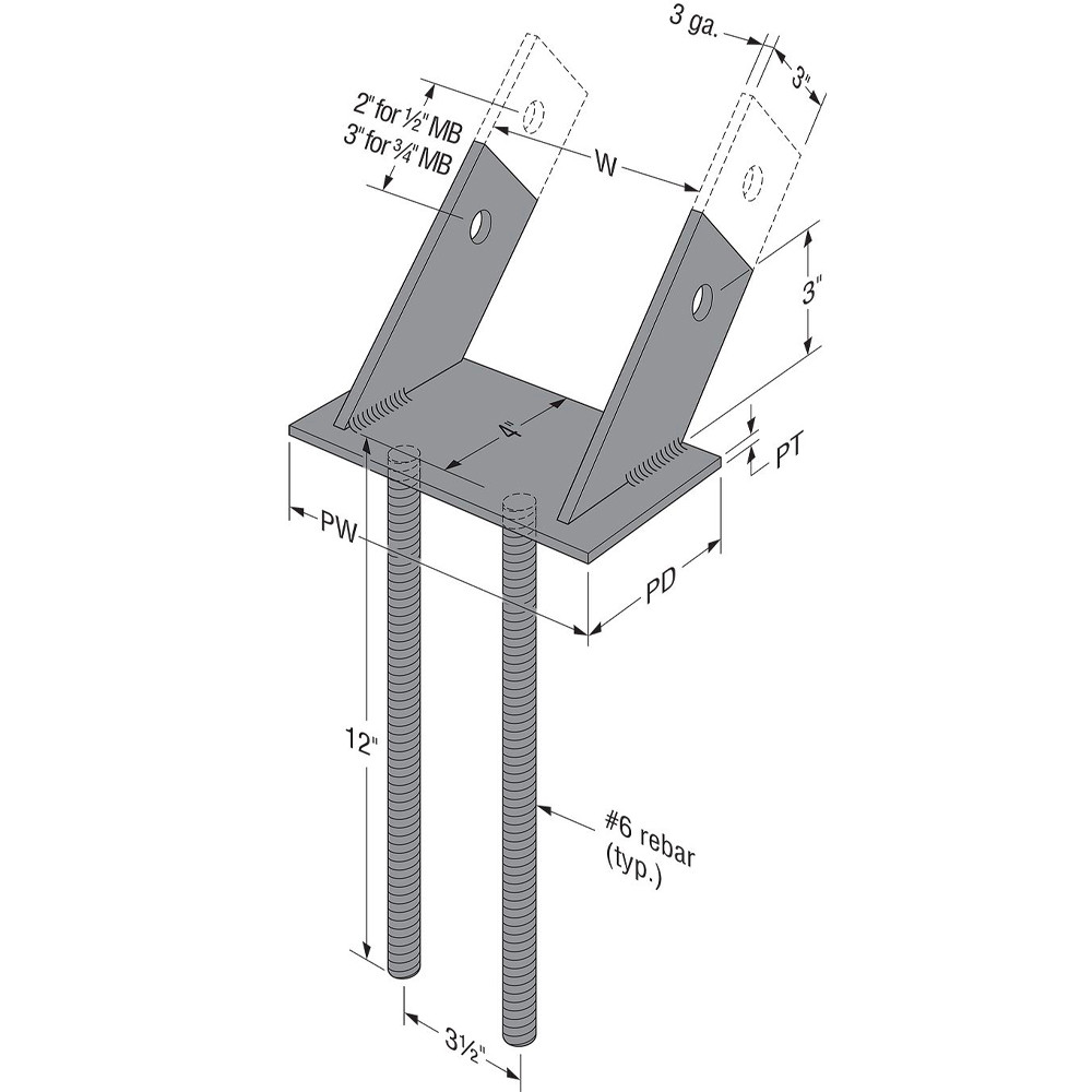 Simpson Strong-Tie GLB5B - Glulam Beam Seat, 5-1/4" Opening, 6" x 7" Plate