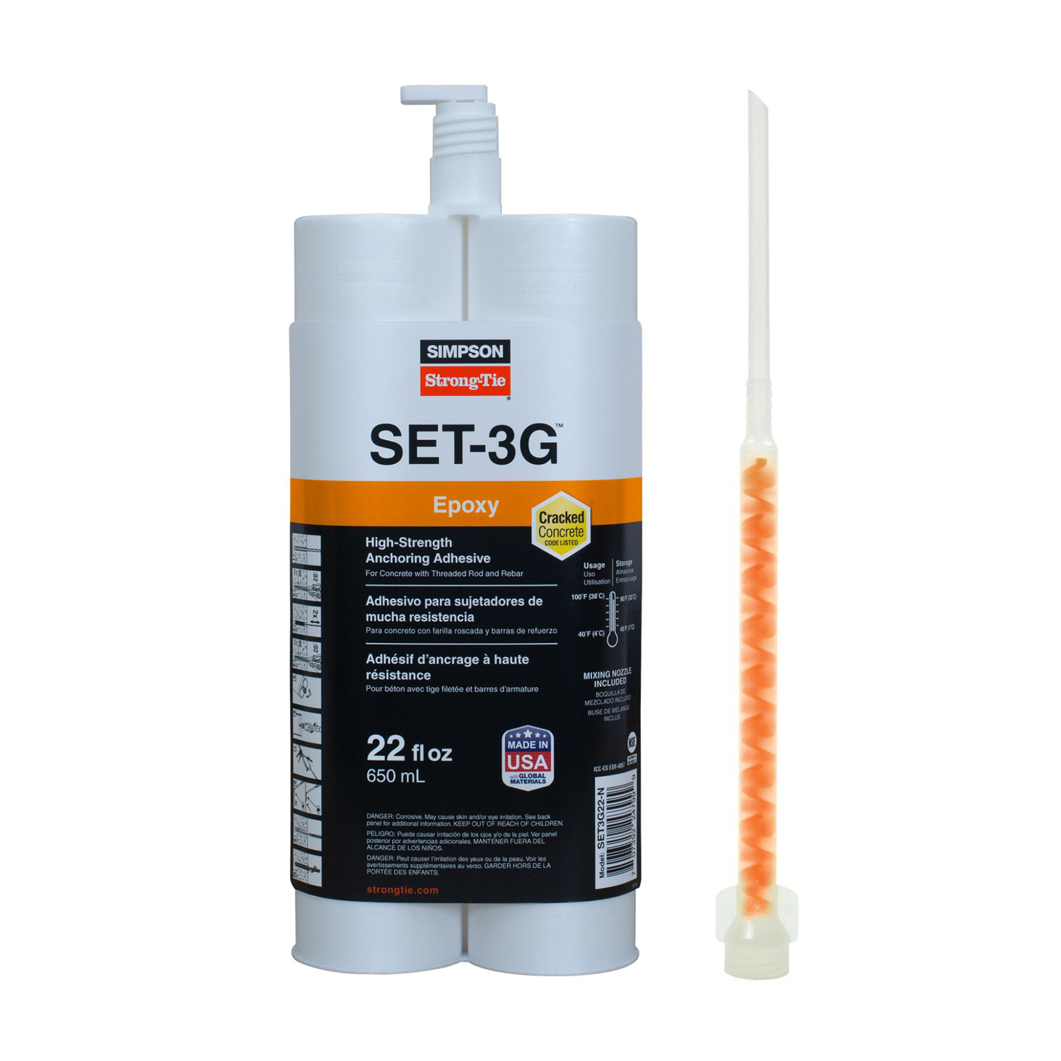 Simpson Strong-Tie SET3G22-N High-Strength Epoxy Adhesive - 22oz Tube w ...