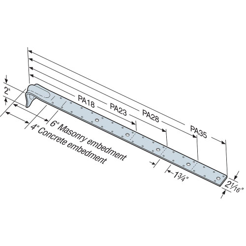 Simpson Strong-Tie PA18 - 18-1/2" 12-Gauge Galvanized Purlin Anchor ...