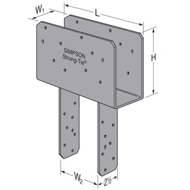 Simpson Strong-Tie ECCQ3-6SDS2.5HDG - End Column Cap w/SDS Screws - Hot ...