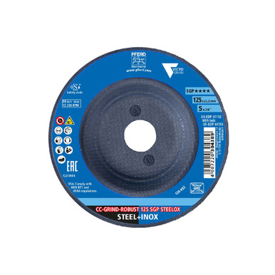 PFERD 61153 - Grinding disc, CC-GRIND-ROBUST, 5" x 7/8, SGP STEELOX ...