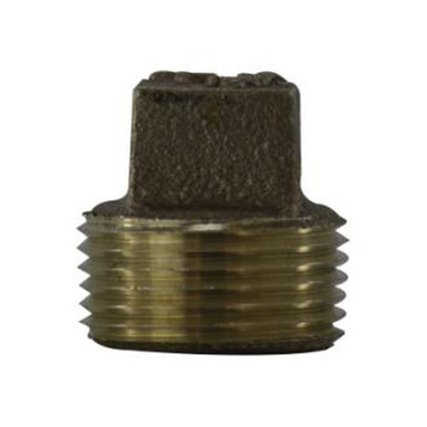 Midland Industries 44655LF Cored Square Head Plug, 1" MPT, Bronze