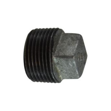 Midland Industries 64655 Cored Square Head Plug, 1" MPT, Iron, Galvanized