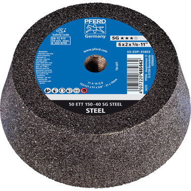 PFERD 61803 6" Flaring Cup Wheel, 5/8-11 Thd. T11 Aluminum Oxide ...