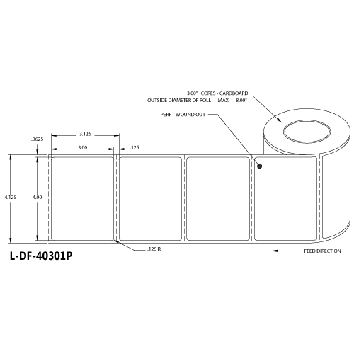 4x3 Direct Thermal Matte Paper Labels - L-DF-40301P