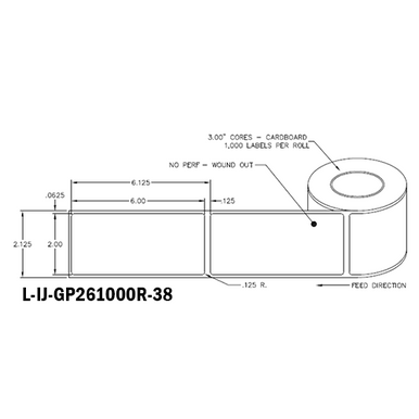 2x6 Inkjet High-Gloss Paper Labels - L-IJ-GP261000R-38