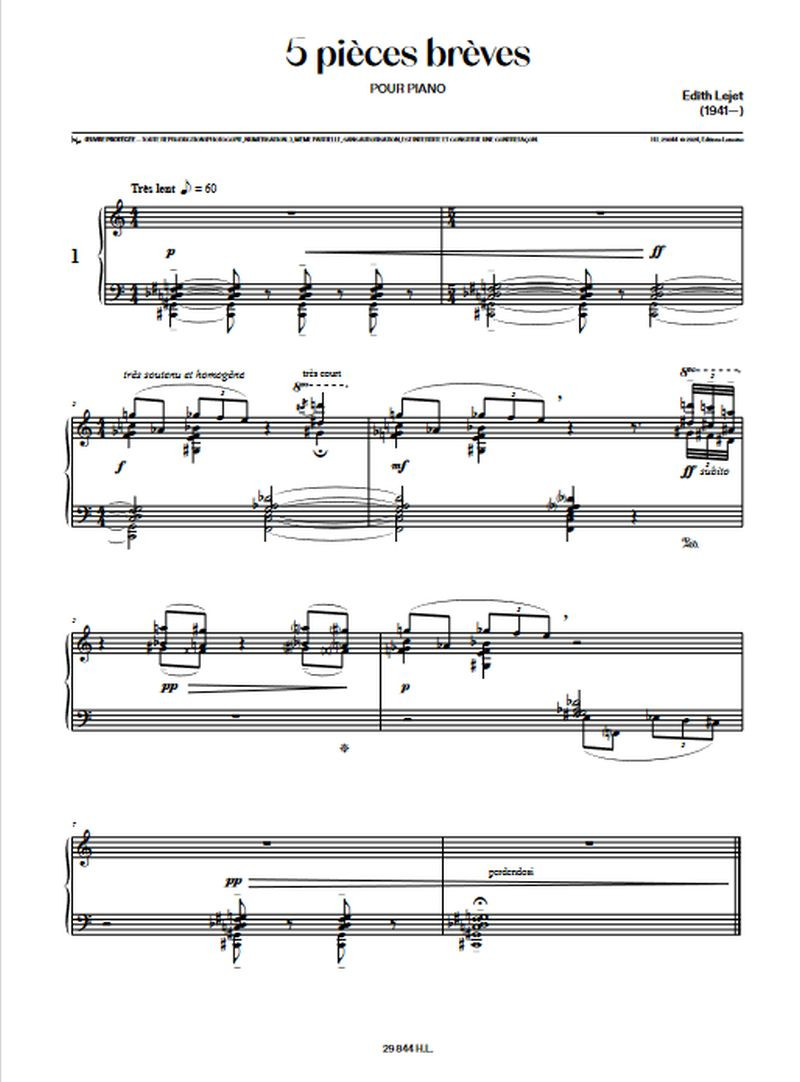 5 pièces brèves pour piano d'Edith Lejet | paul-beuscher.com