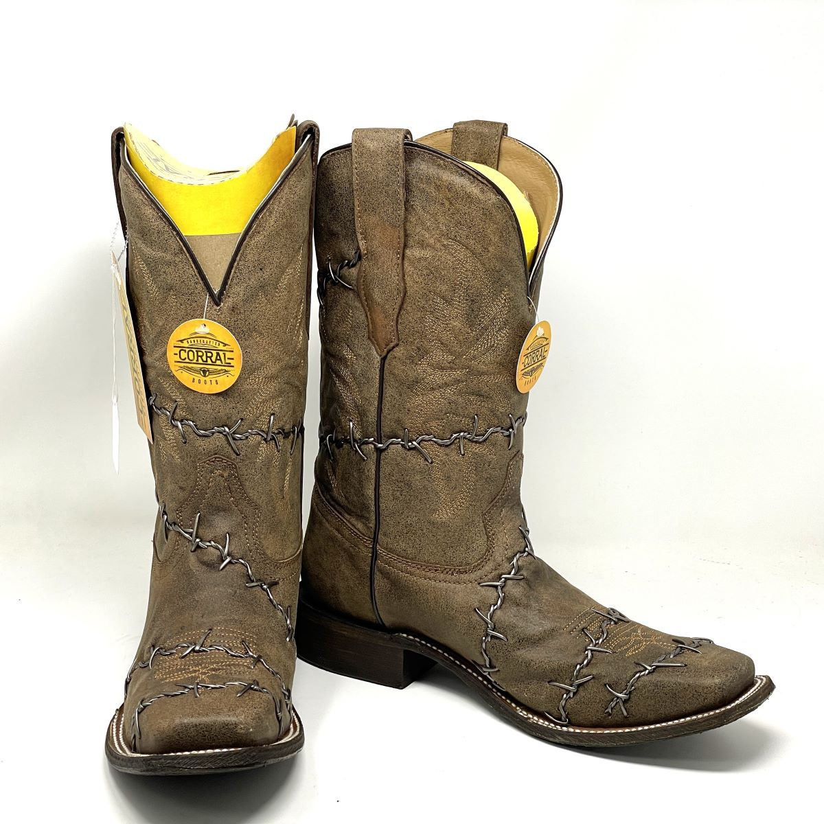 Corral Men's Barbed Wire Leather Cowboy Western Boots - One 2 mini Ranch