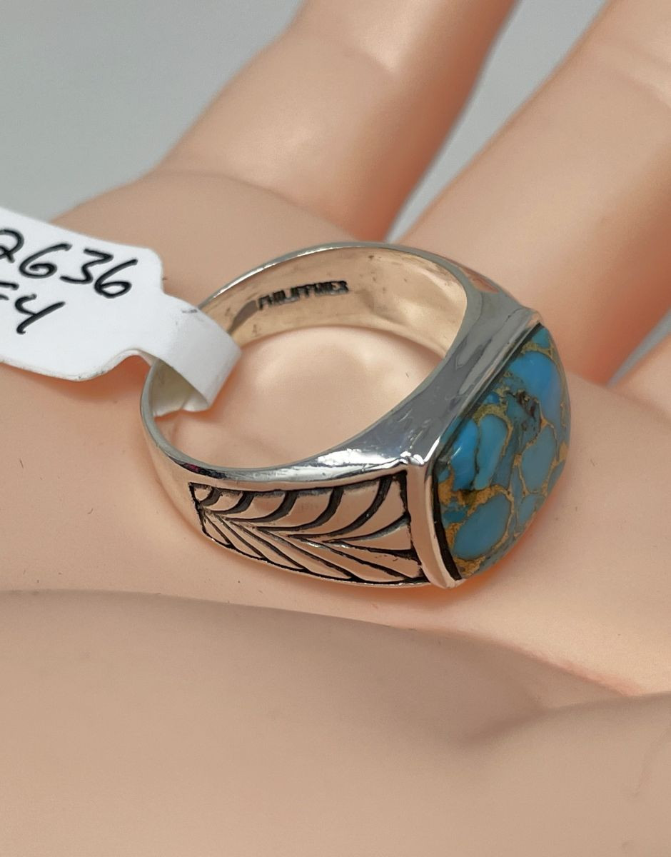 Turquoise Network Men's Matrix Turquoise Ring - One 2 mini Ranch