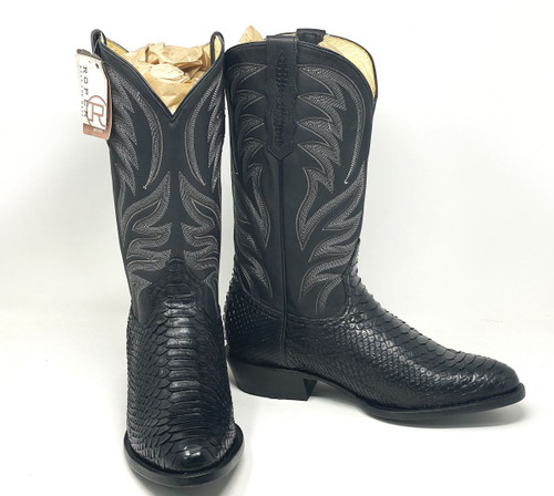 Roper Peyton Black Python Cowboy Boots/Ready to Ship - One 2 mini Ranch