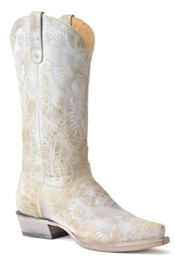 Women's Roper White Wedding Snip Toe Cowboy Boot - One 2 mini Ranch