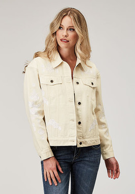 Stetson Women's Embroidered Cream Denim Jacket - One 2 mini Ranch