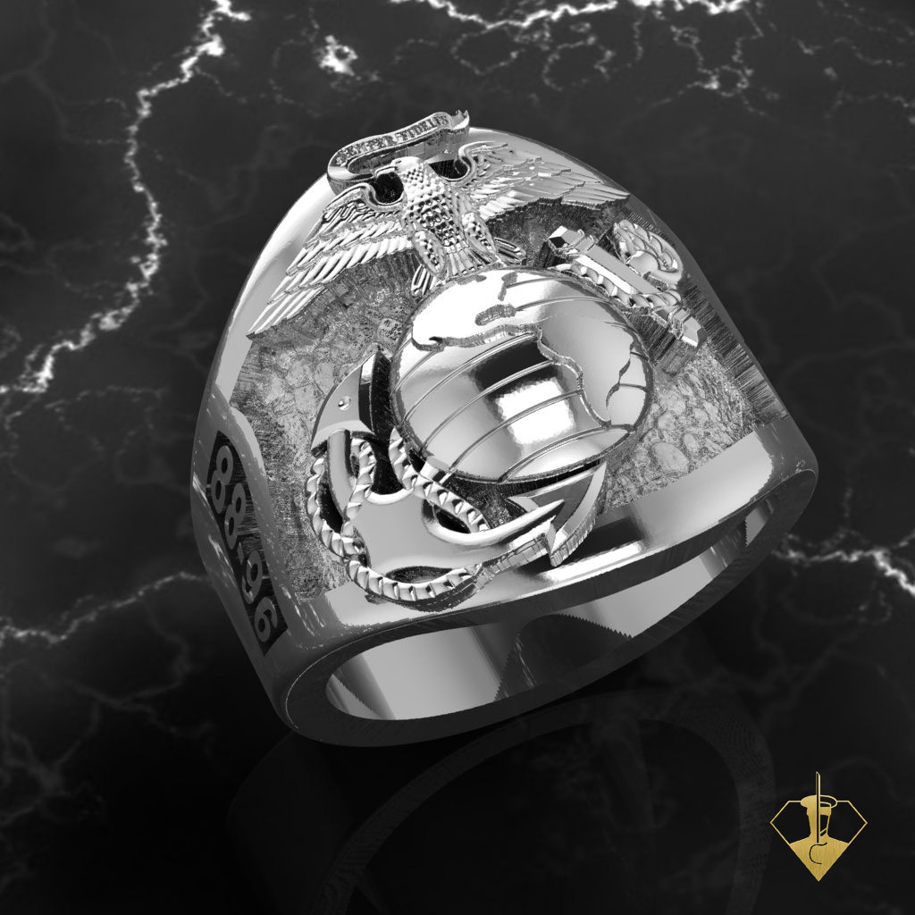 USMC The Marine Ring in Sterling Silver