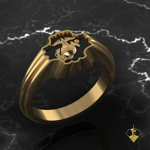 USMC Woman Marines EGA Signet Gold Bypass Ring