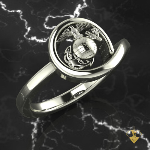 USMC Woman Marines EGA Signet Gold Ring