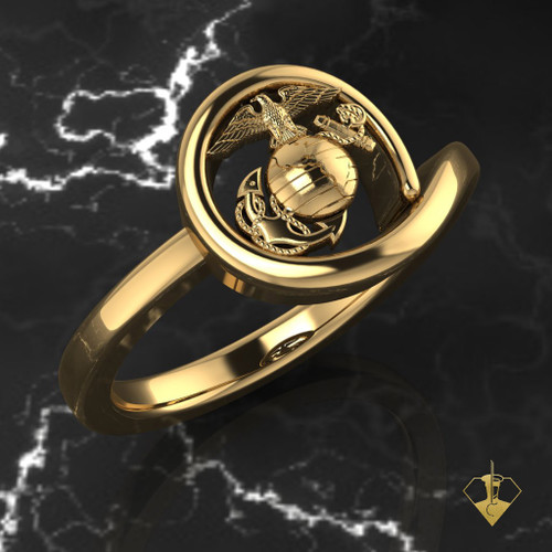 USMC Woman Marines EGA Signet Gold Ring
