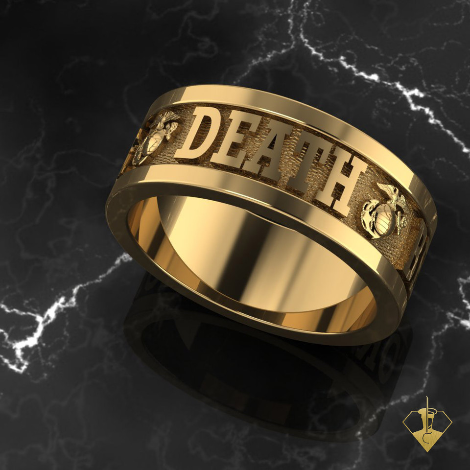 USMC Death Before Dishonor Gold Marine Ring
