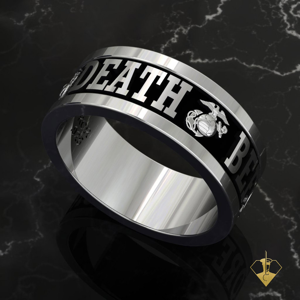 USMC Death Before Dishonor Sterling Silver Ring