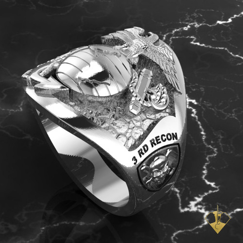 USMC 3rd Recon Silver Marine Ring