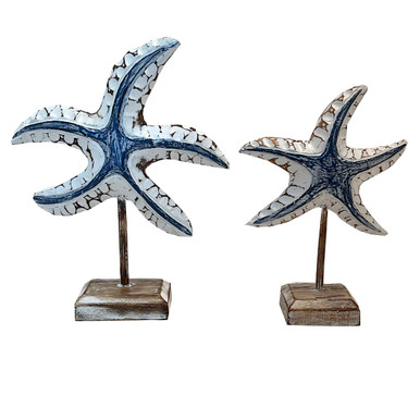 Coastal Beach House starfish on stand set of two Boho Home table Decor