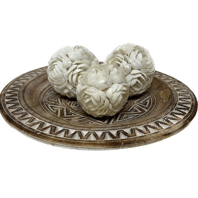 Coastal hamptons Beach Rose Petal Shell Ball Home Decor- set of 3