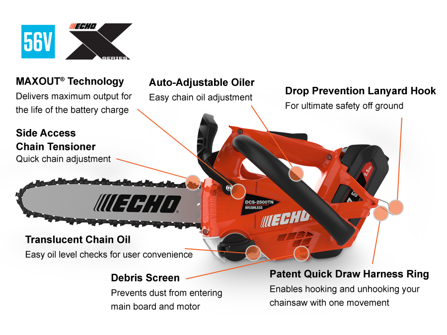 Echo eFORCE® 56V TOP HAND CS W/ 80TXL Bar & Chain Bare Tool Model# DCS ...