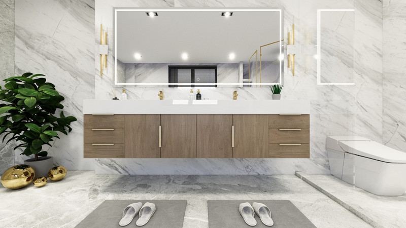 BT001 84" Floating Vanity with Reinforced Acrylic Sink - LOS ANGELES ...