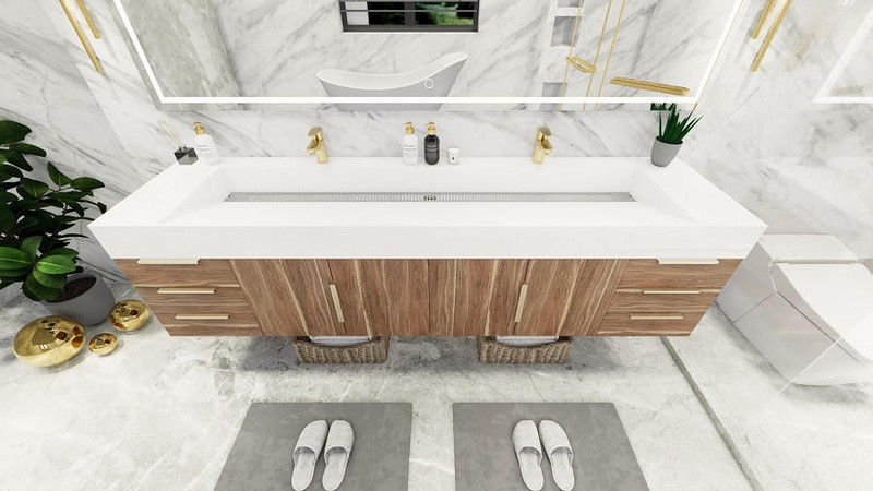 BT001 84" Floating Vanity with Reinforced Acrylic Sink - LOS ANGELES ...