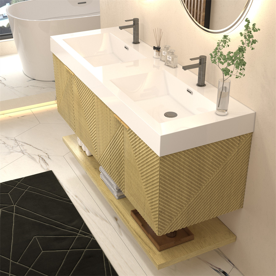MT 60" Floating Modern Bathroom Vanity - double sink