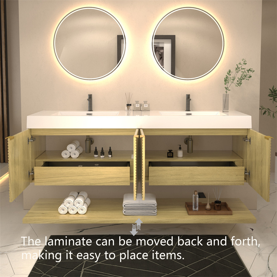 MT 72" Floating Modern Bathroom Vanity - double sink