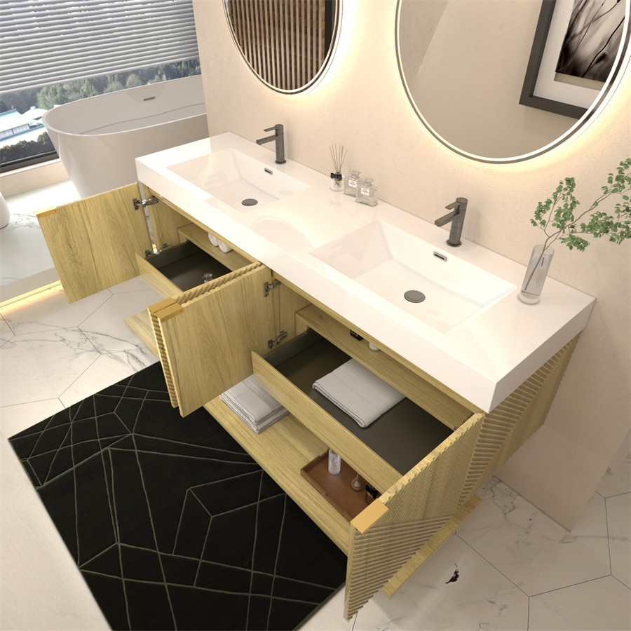 MT 72" Floating Modern Bathroom Vanity - double sink