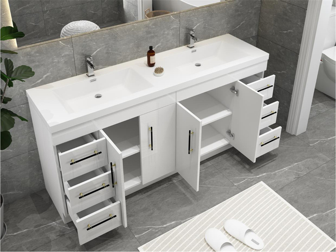 Elsa 72 inch Freestanding Modern Bathroom Vanity - LOS ANGELES VANITIES