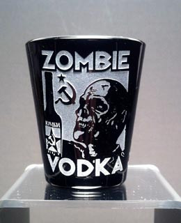 Zombie Vodka black shot glass - Arkham Bazaar