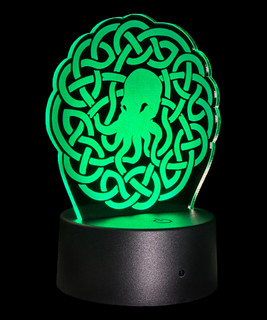 Cthulhu Celtic Knot etched color changing LED light - Arkham Bazaar