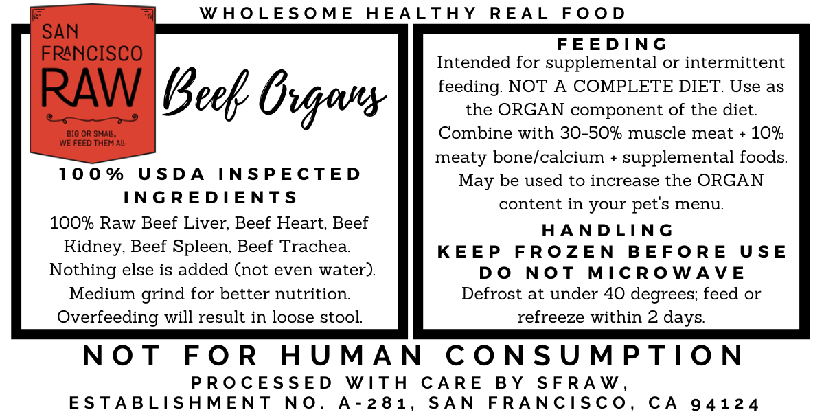 SFRAW Ground Beef Organs 8 oz - SFRAW
