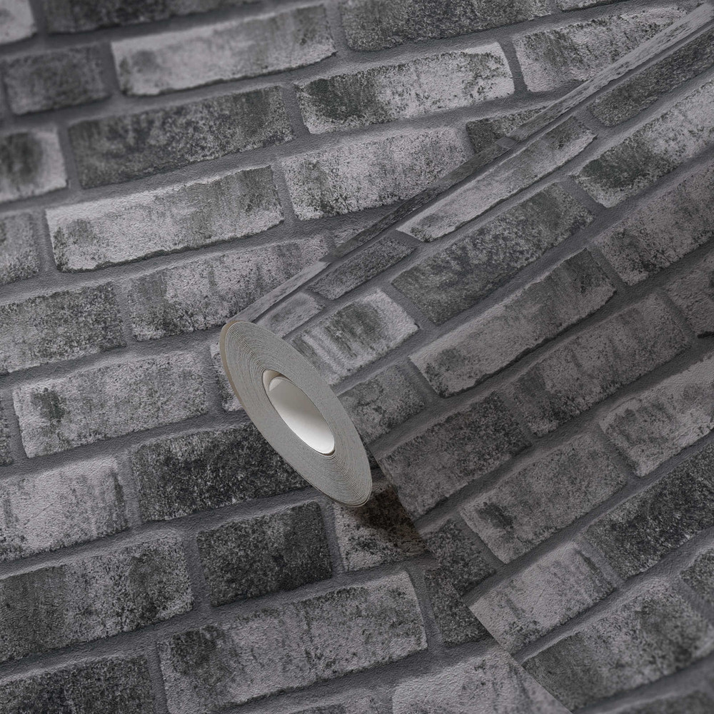 Faux Brick Grey Non Woven Wallpaper | AS Creation Whitewashed Brick