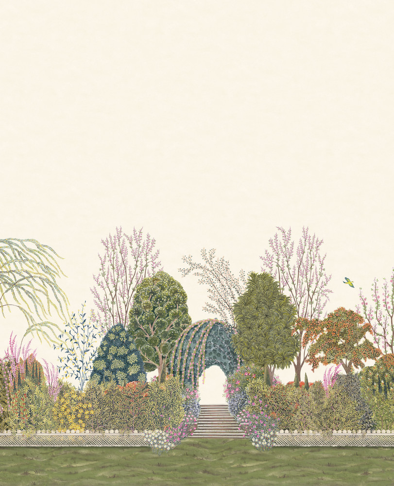 Ombre Effect Landscape Scenery Dawn Ivory Green Mural Non Woven ...