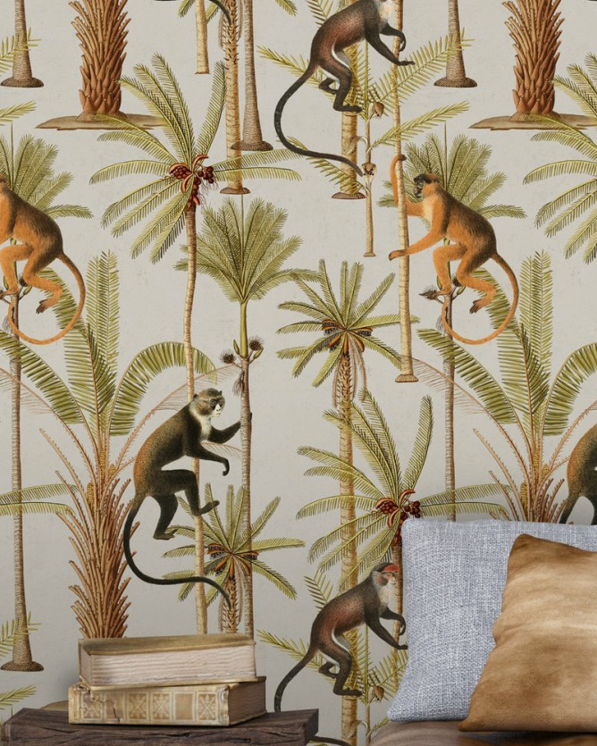 Mind the Gap Barbados Monkey Tropical Wallpaper