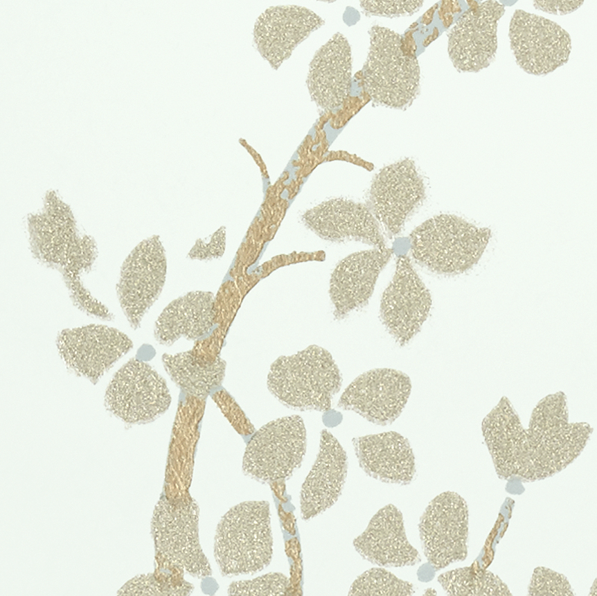 Anna French St. Albans Grove Floral Wallpaper Aqua Pewter AT6154